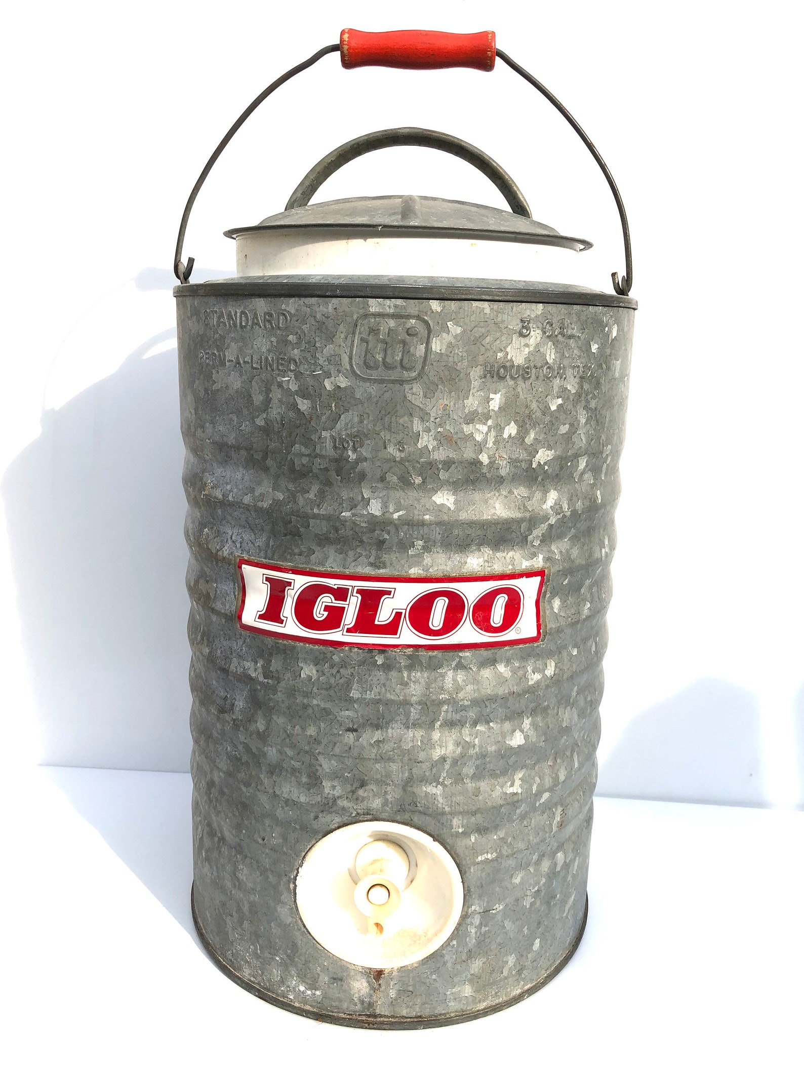 Vintage Galvanized Metal Igloo Cooler with Galvanized | Etsy
