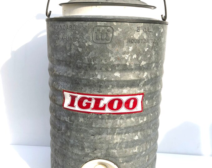 Vintage, Galvanized Metal, Igloo Cooler, With Galvanized Metal, Handled ...