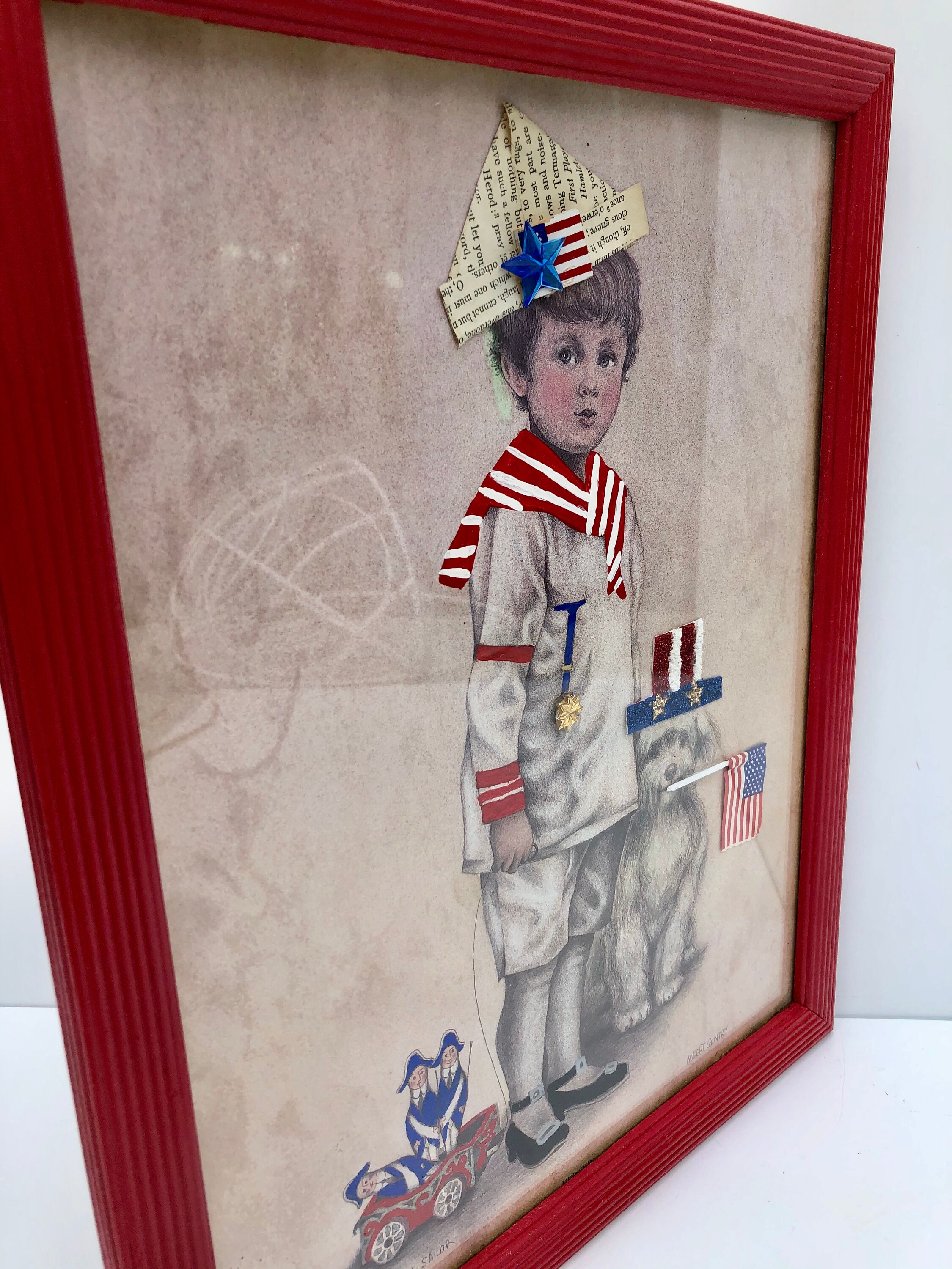 Vintage Robert Gentry Little Sailor Lithograph Up-Cycled | Etsy