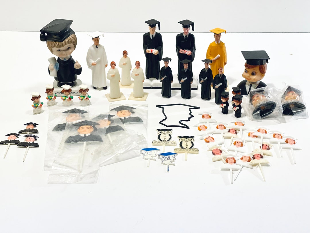 Vintage Graduation Cake Toppers – 1950s-80s, Party Decorations, Lot of ...