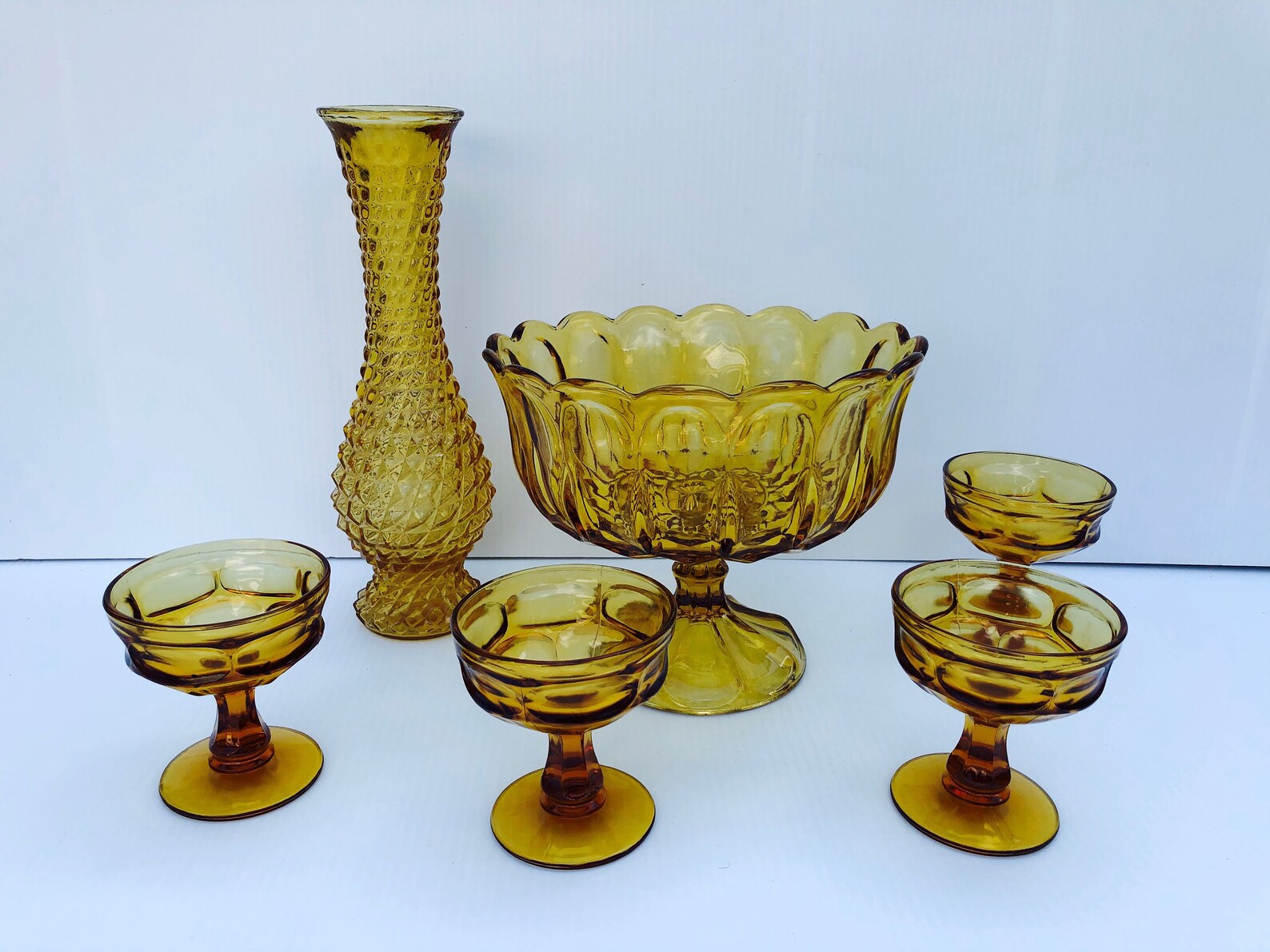 Vintage Curated Amber Glass Set of 6 Includes 4 Libbey - Etsy