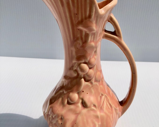 Vintage, Signed Mccoy Pink Pottery Pitcher, Rare Raise Embossed Grapes ...