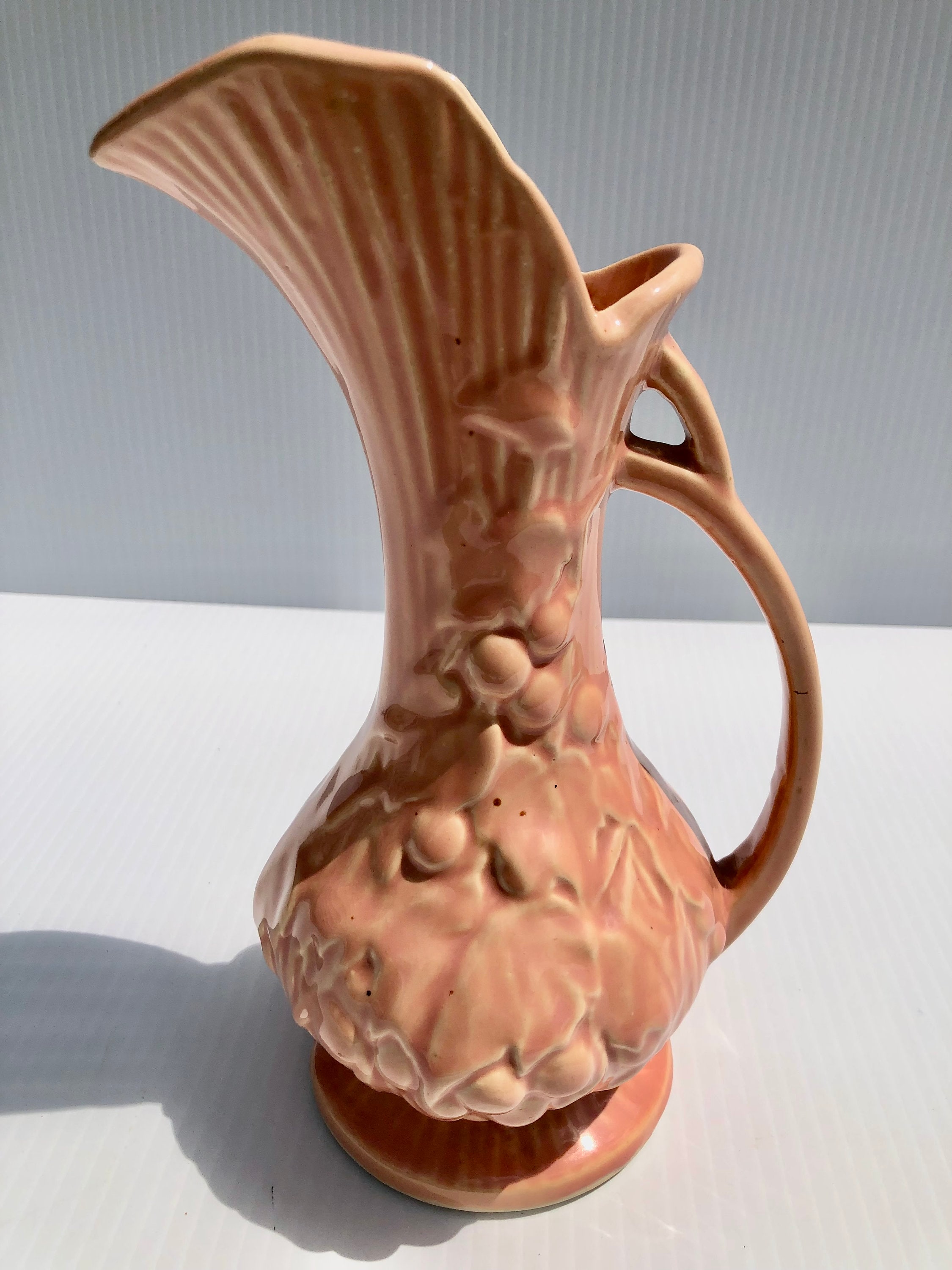 Vintage Signed Mccoy Pink Pottery Pitcher, Embossed Grapes & Leaves - Etsy