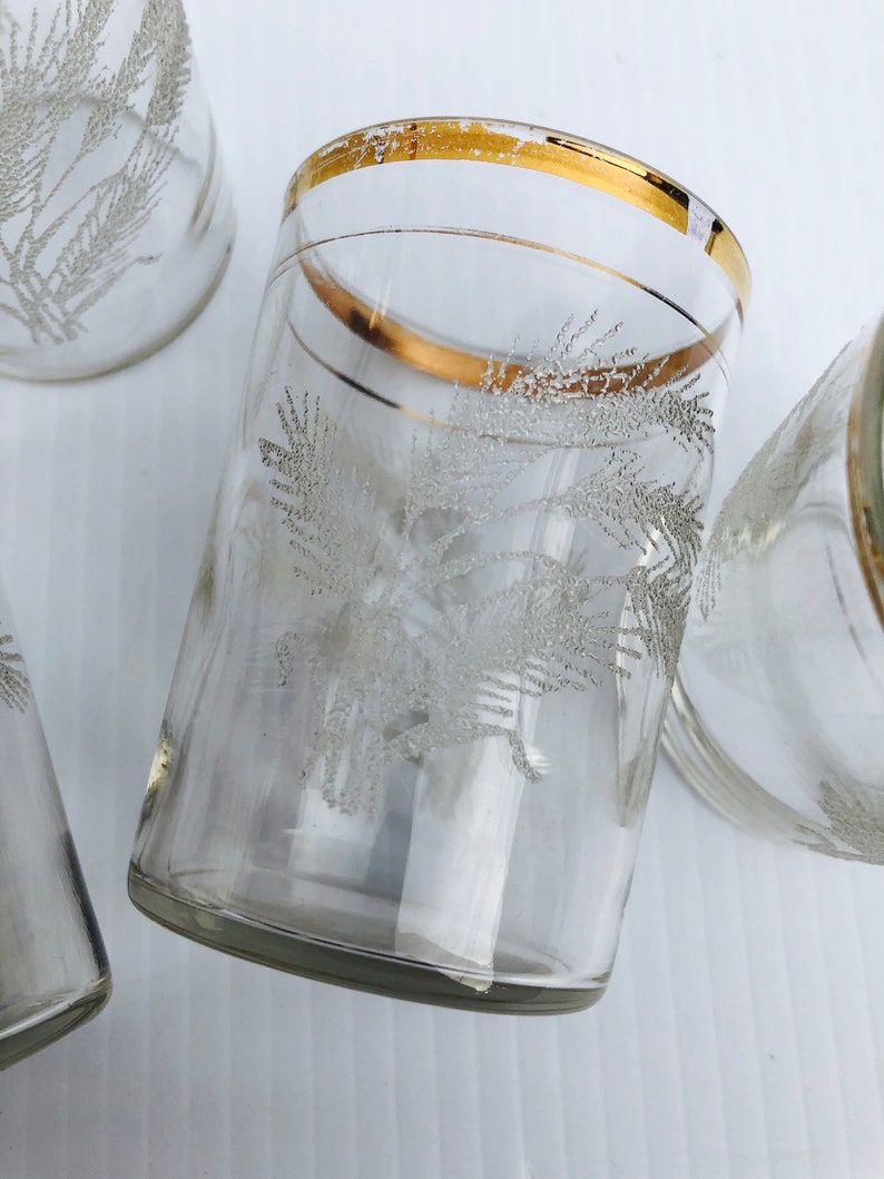 Vintage Wheat Cocktail Set, Exquisite. Raised, Crystal Wheat, Gold Band ...