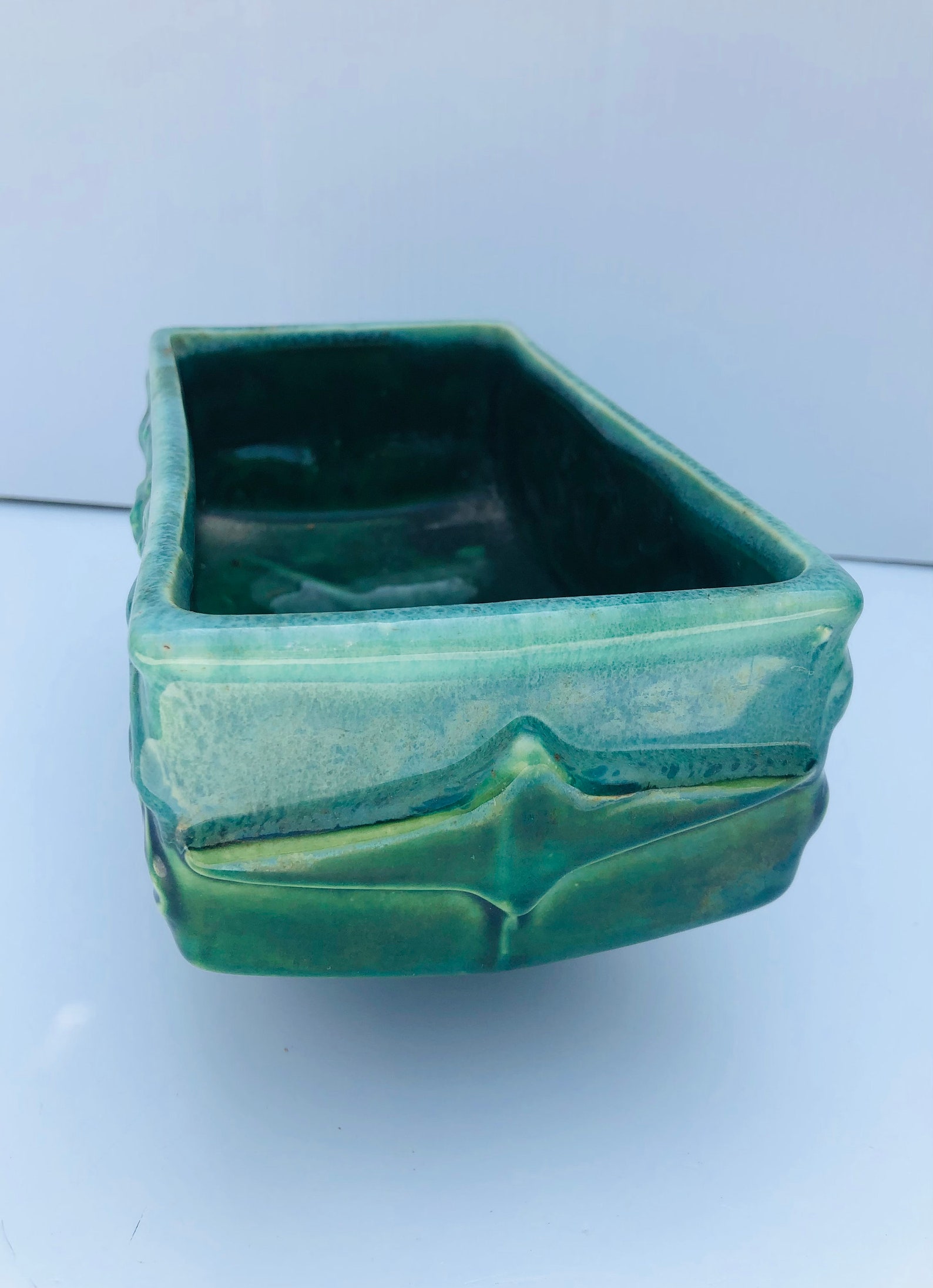 Vintage Green & Green Drip Ohio Pottery Planters, Each Sold Separately ...