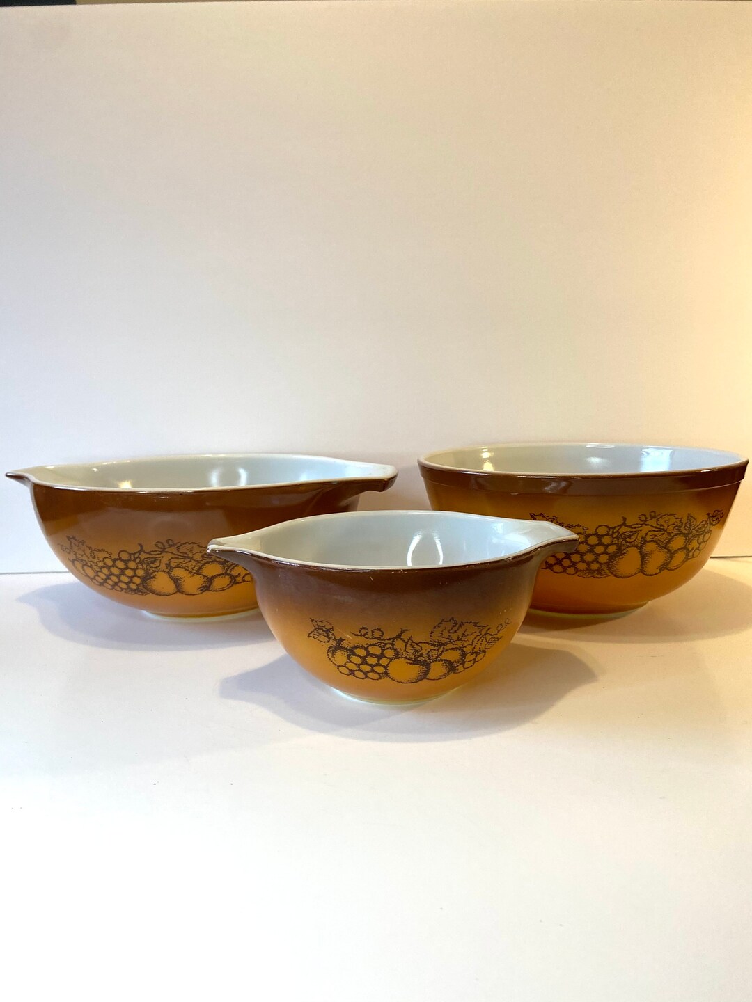 Vintage, Pyrex, Old Orchard Pattern, Set of 3 Bowls, Mixing Bowls With ...