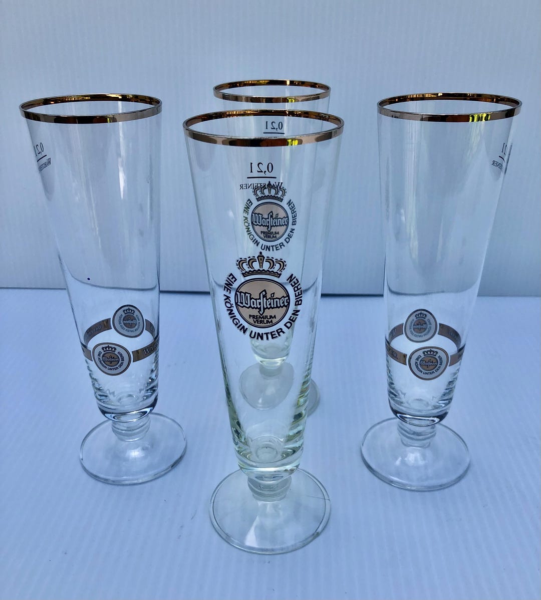 Vintage Warsteiner German Pilsner Glasses, Gold Rim Set of 4 - Etsy
