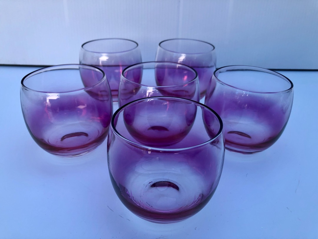 Vintage Pink Iridescent Roly Poly Beverage/cocktail Glasses, Rare Set ...
