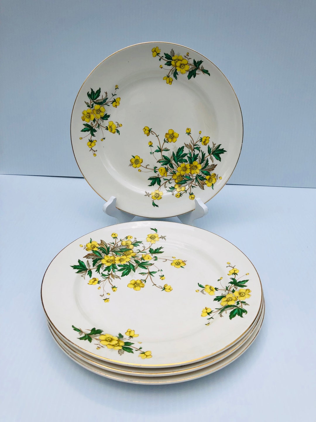 Vintage Floral China Plates, Gorgeous Yellow Flower Knowles Buttercup 4 ...