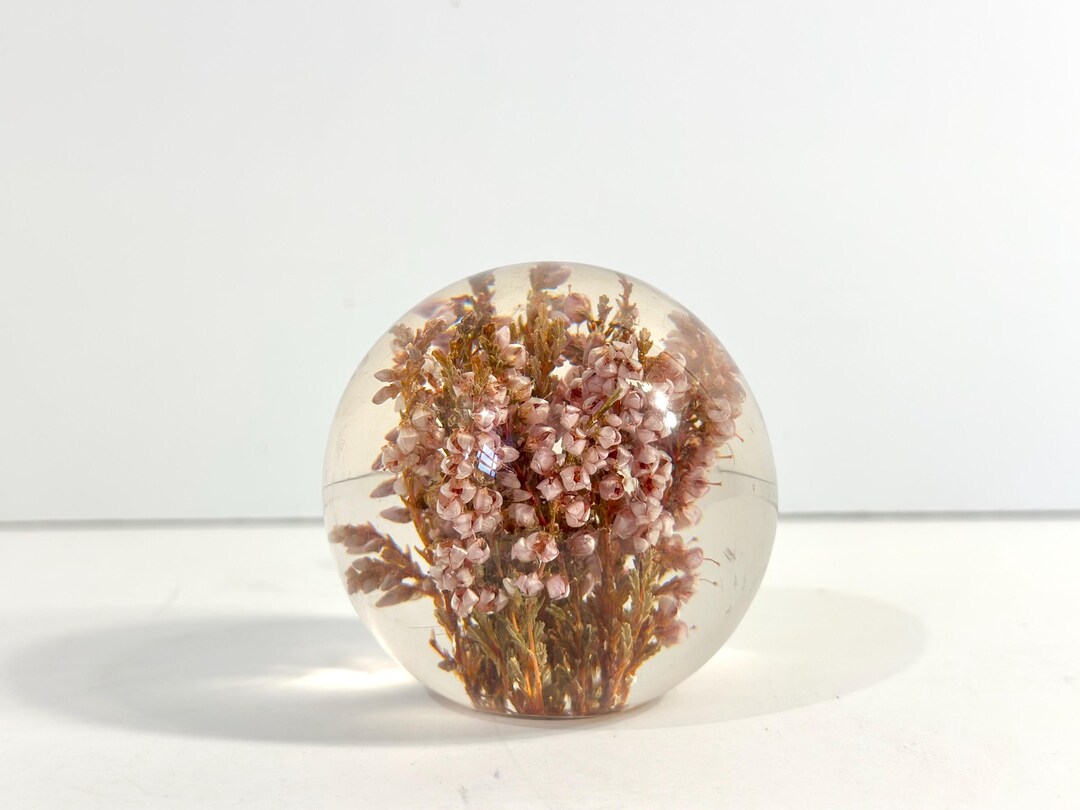 Vintage Hafod Grange Paperweight, Botanical Heather Lucite Spherical ...