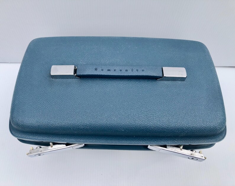 Vintage Samsonite Train Case, Bluish Gray, Hard Shell Samsonite Saturn ...