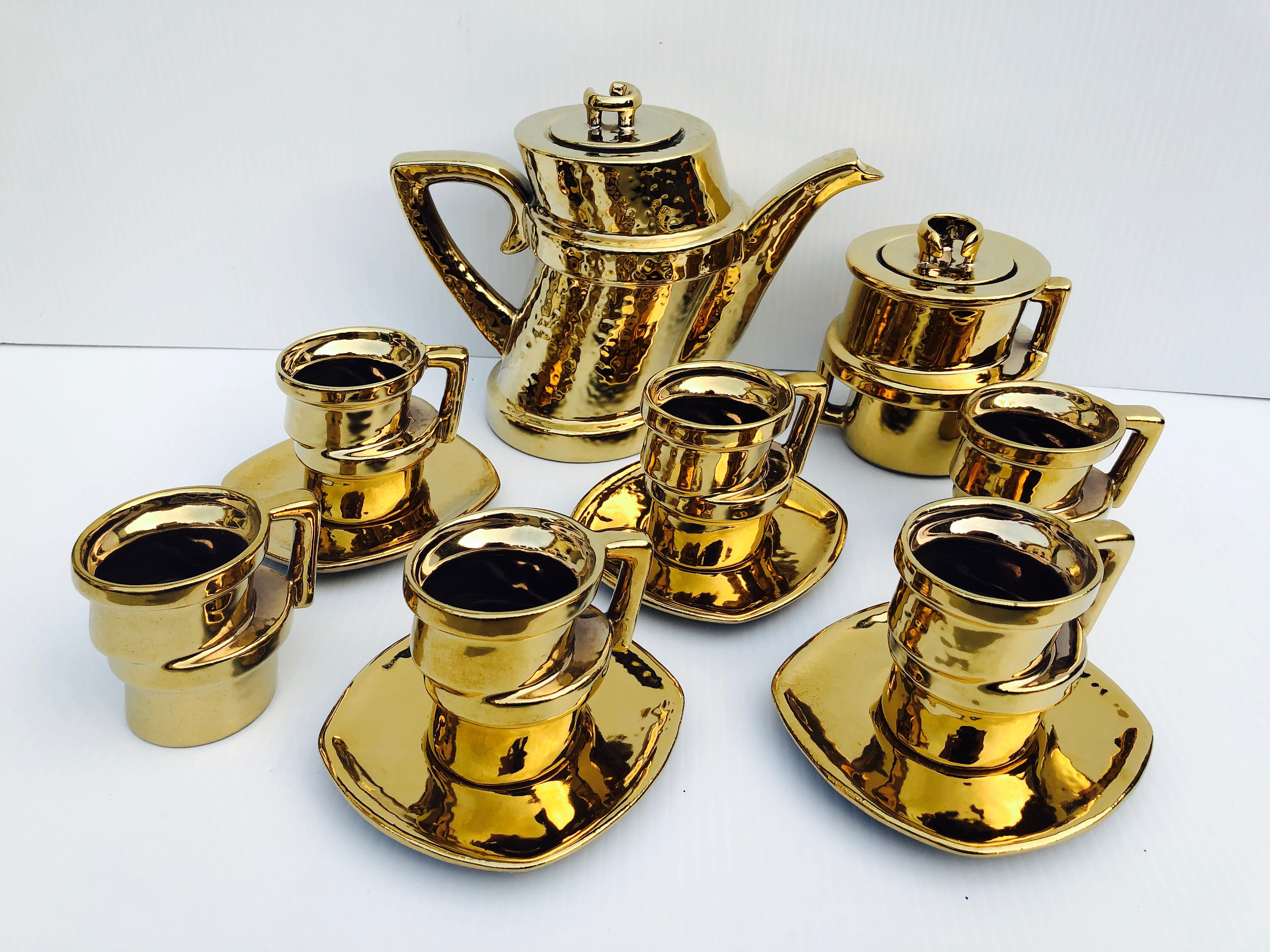 Vintage Double Stacked Crooked Pottery Tea Set in Glossy - Etsy
