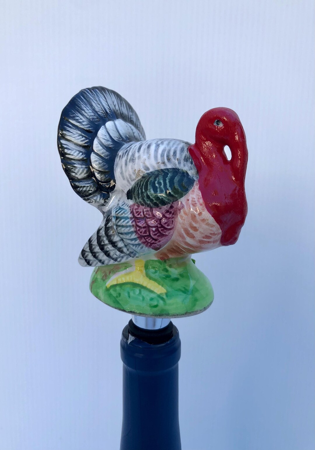 Vintage Turkey Wine Topper, Japan Porcelain Figural Turkey Bottle ...