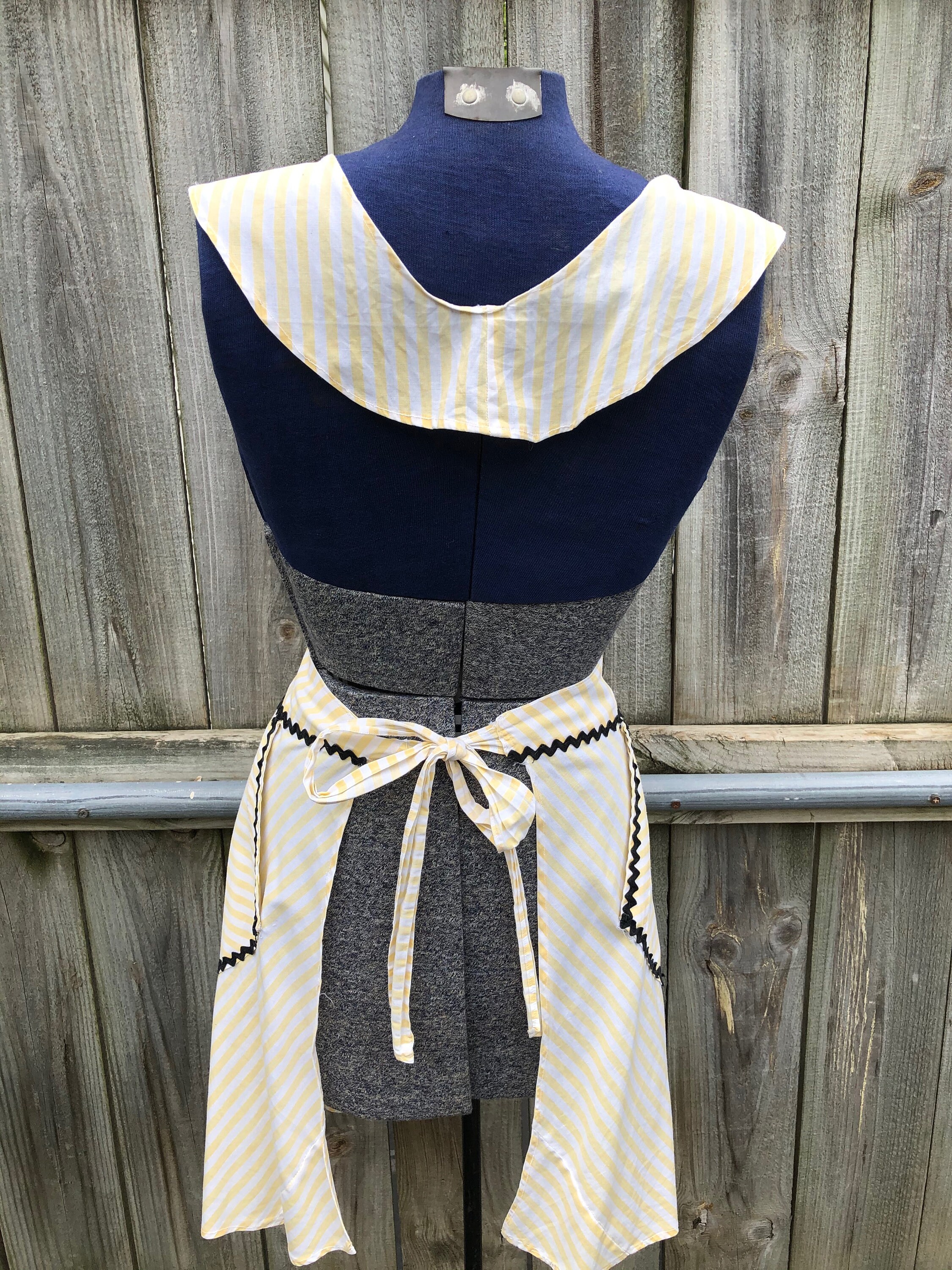 Vintage Full Apron Adorable Yellow and White Stripe Cotton - Etsy