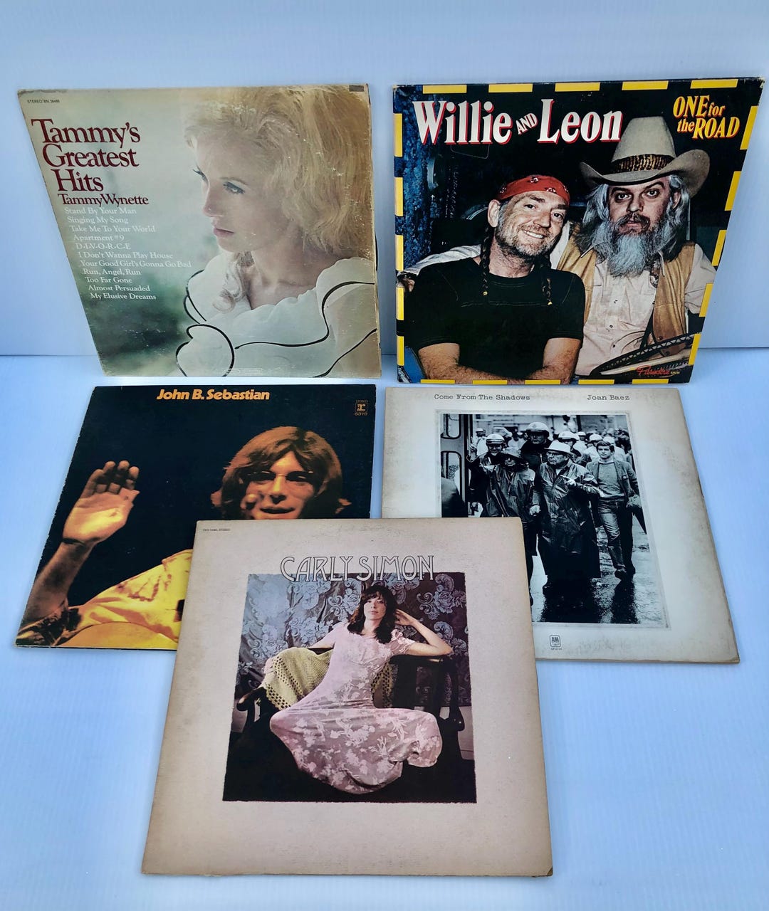 Vintage 1970s Vinyl Record Album Lot, Van Morrison, Carly Simon, Tammy ...