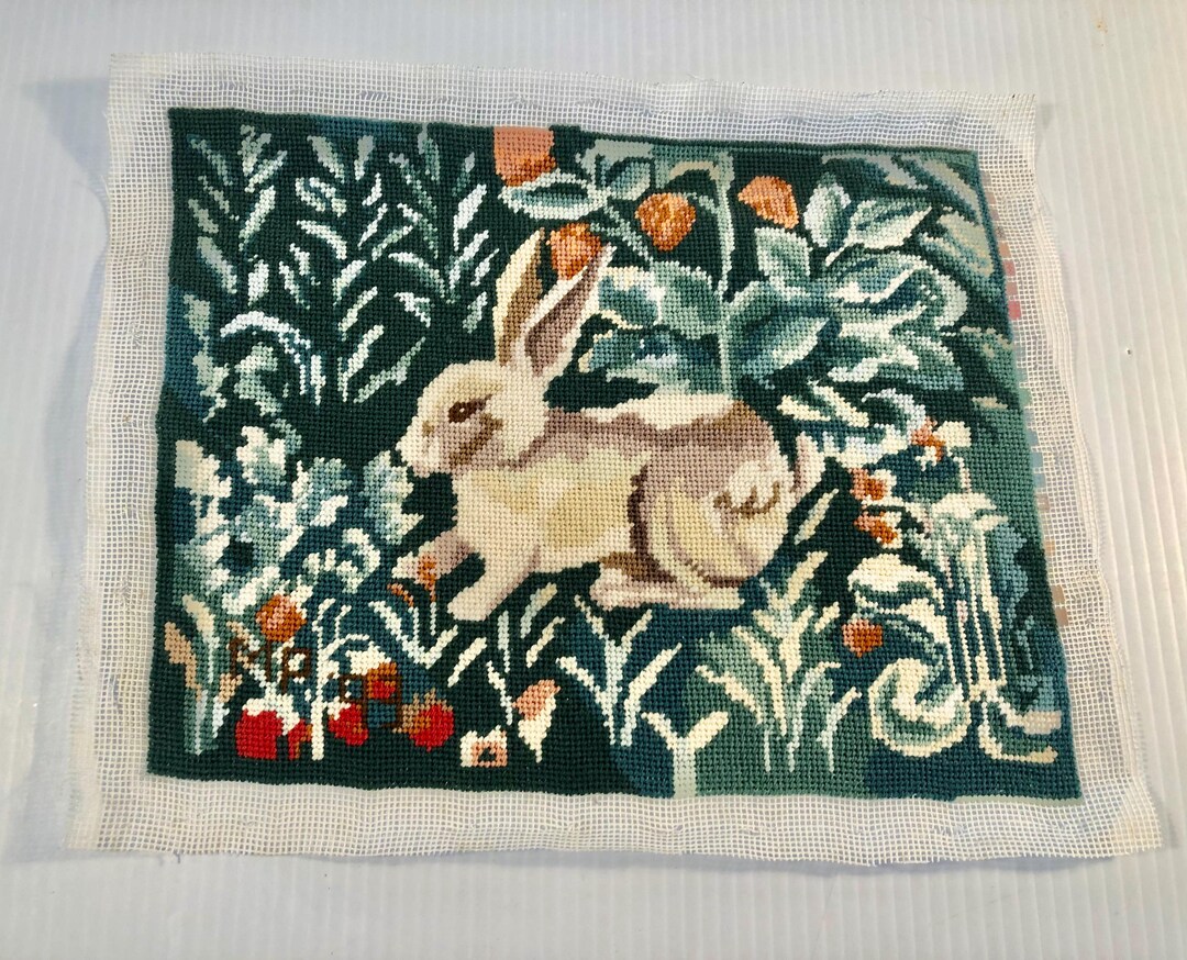 Vintage Rabbit Needlepoint Canvas, Metropolitan Museum Art Hare in ...