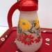 Vintage Floral Breakfast Set, Hand Painted Syrup Dispenser, Red Metal ...