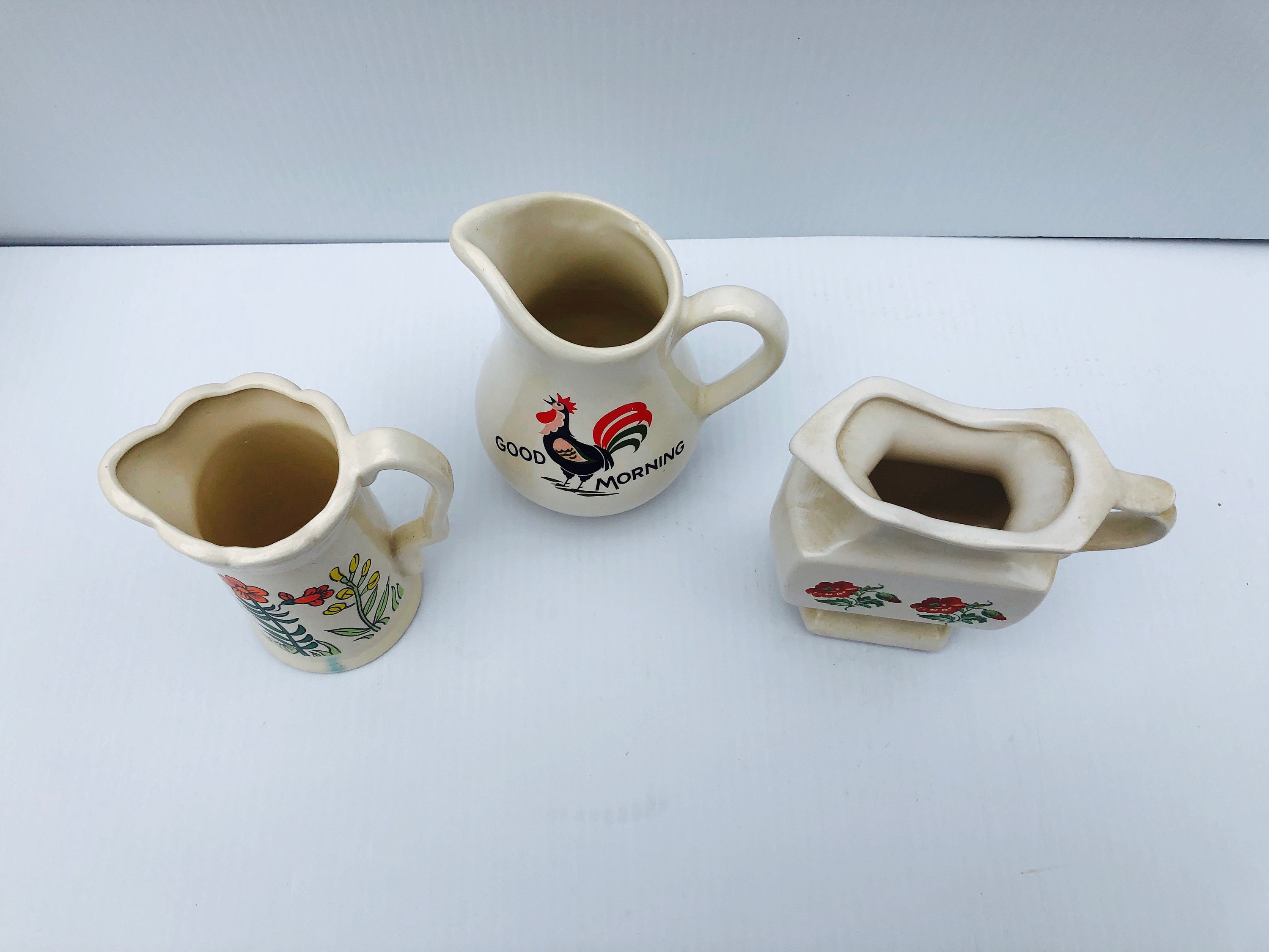 Vintage Pottery Pitchers Set of 3 Small Pitchers/Creamers - Etsy Polska