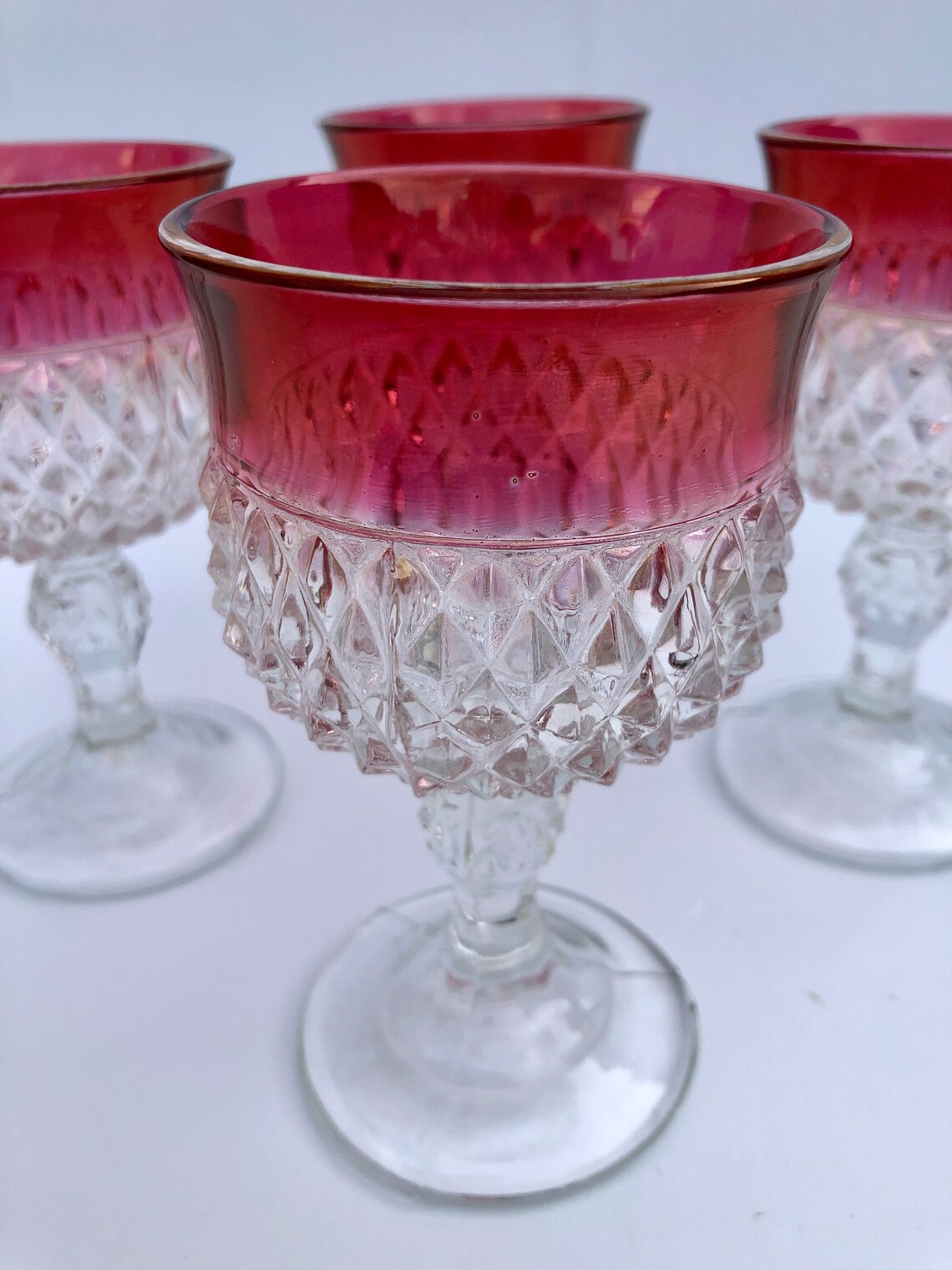 Vintage Indiana Glass Ruby Decanter & Wine Glass 5 Piece Set - Etsy
