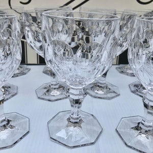 Vintage Clear Glass Goblets With Indented Circles & Octagon Bases ...