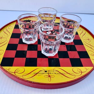 Vintage Metal Chinese Checkers Game Set, Double Sided Board & Shot ...