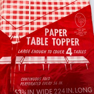 Vintage, Red and White, Checked, Paper Tablecloths, Never Used, Two ...