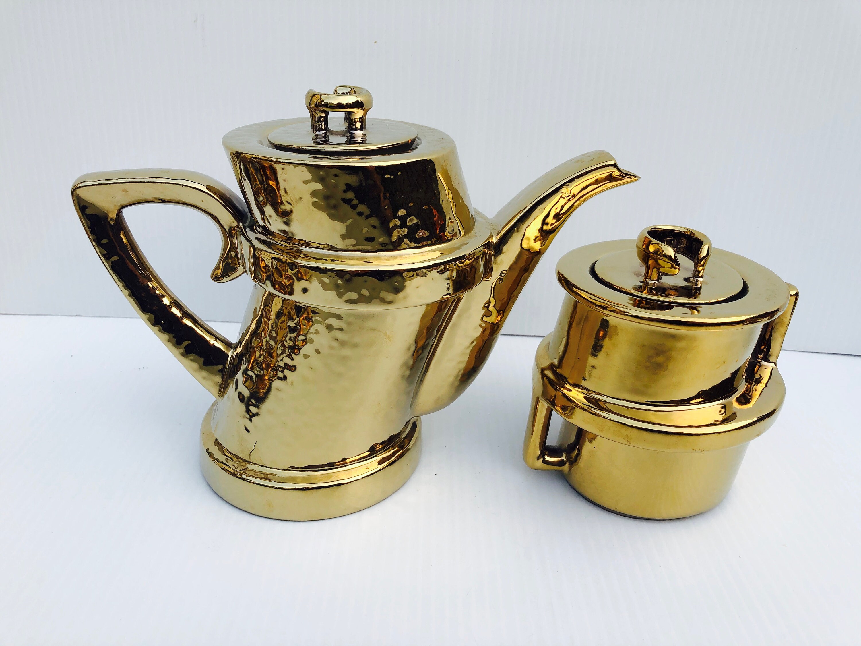 Vintage Double Stacked Crooked Pottery Tea Set in Glossy - Etsy