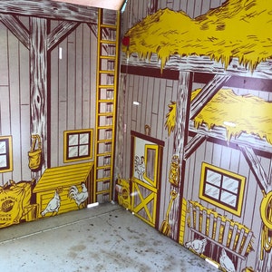 Vintage, 22 Piece Farm Set, Ohio Art Co. Metal Litho Barn, Rolling ...