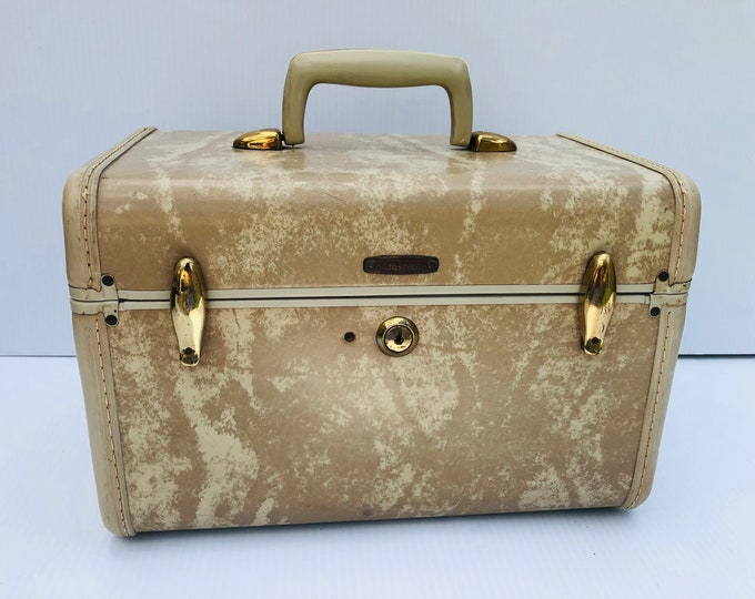 Vintage Samsonite Train Case, White Marble Train Case, Shwayder Bros ...