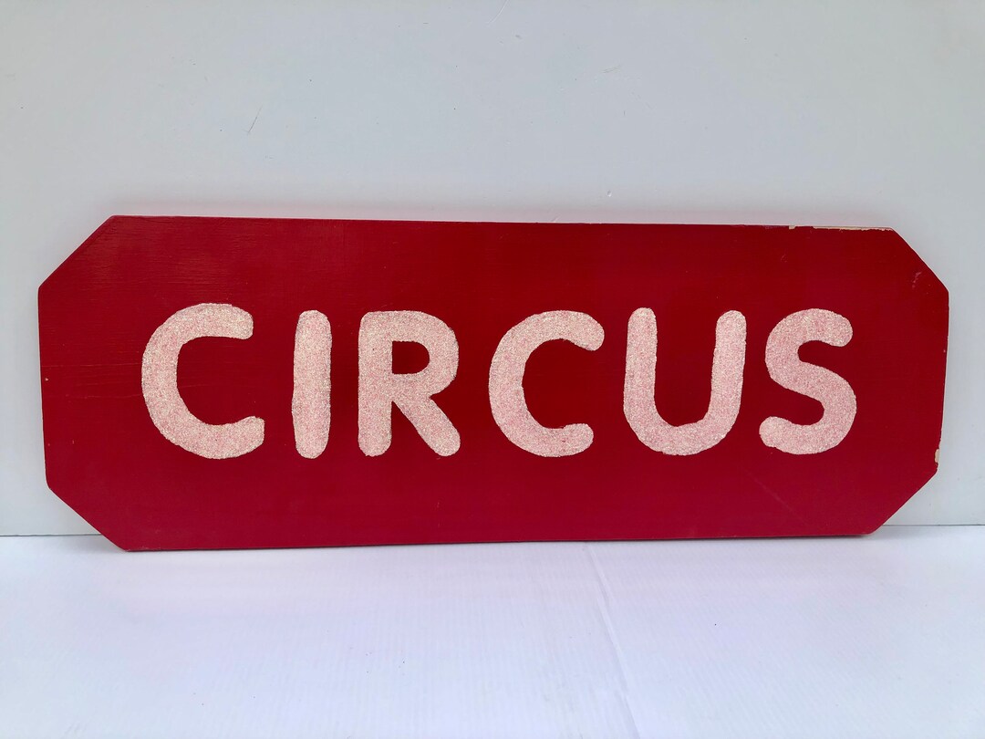 Circus Sign, Handmade Large Wooden Circus Wall Art, Red & Pink Glitter ...
