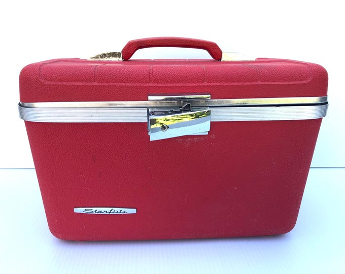 Vintage Red Train Case, Rare Starflite Travel Case, MCM Luggage, Retro ...