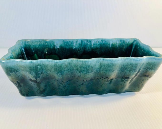 Vintage Hull Pottery Planter, Green Agate Drip Glaze, Rectangular ...