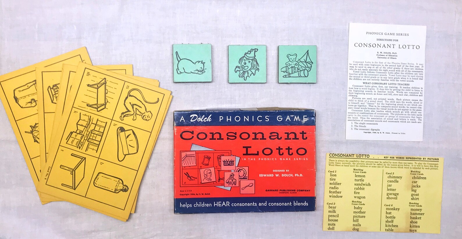 VINTAGE 1950s Consonant Lotto Phonics Game - Etsy