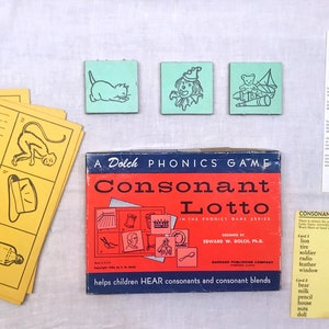 VINTAGE 1950s Consonant Lotto Phonics Game - Etsy