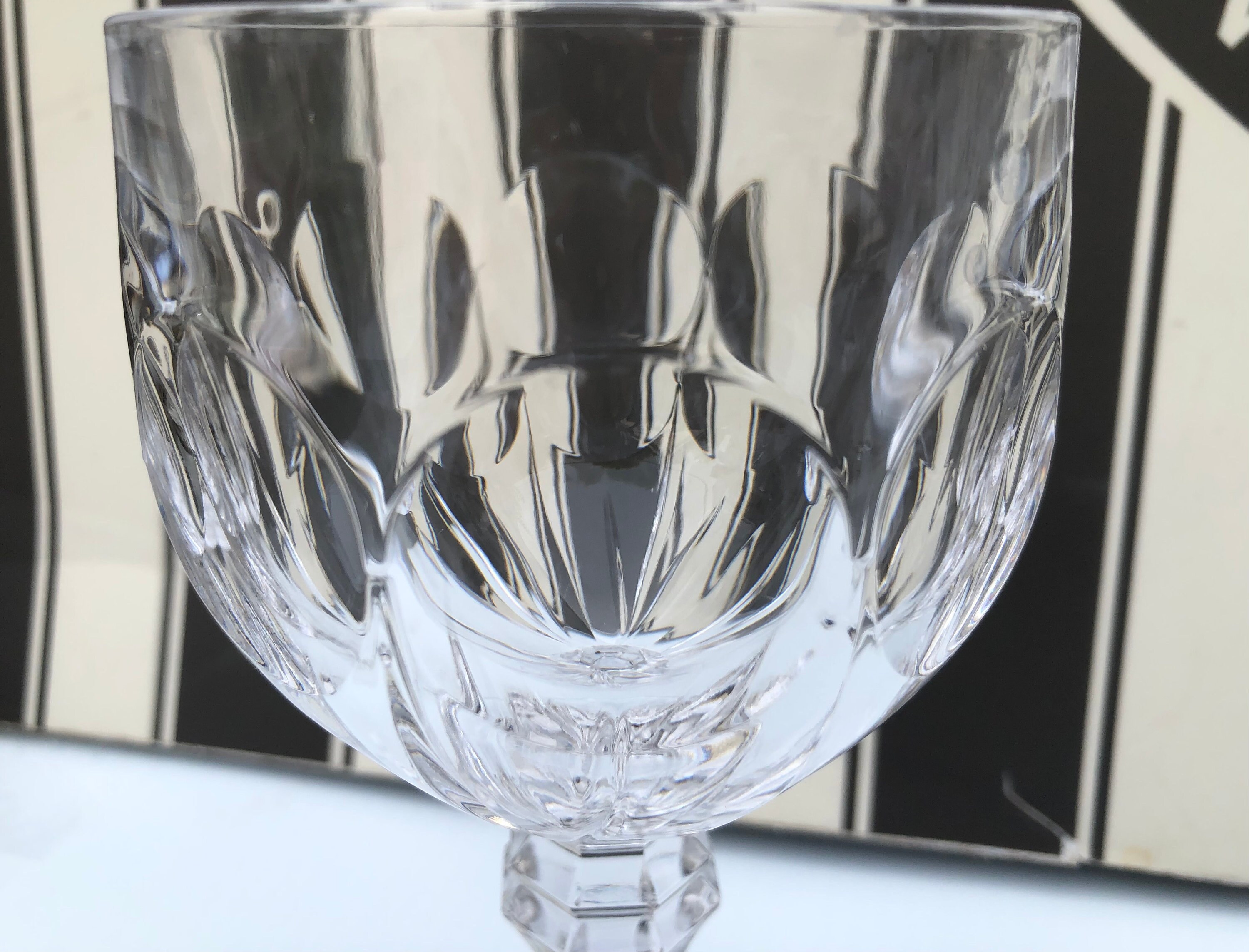 Vintage Clear Glass Goblets With Indented Circles & Octagon Bases ...