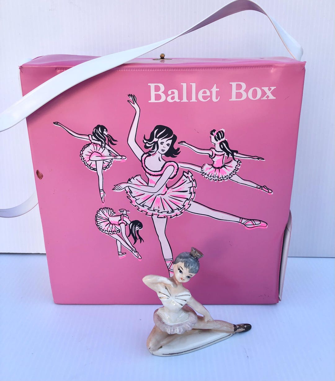 Vintage Ballet Set, Retro Pink Vinyl Ballet Box/bag for Shoes ...