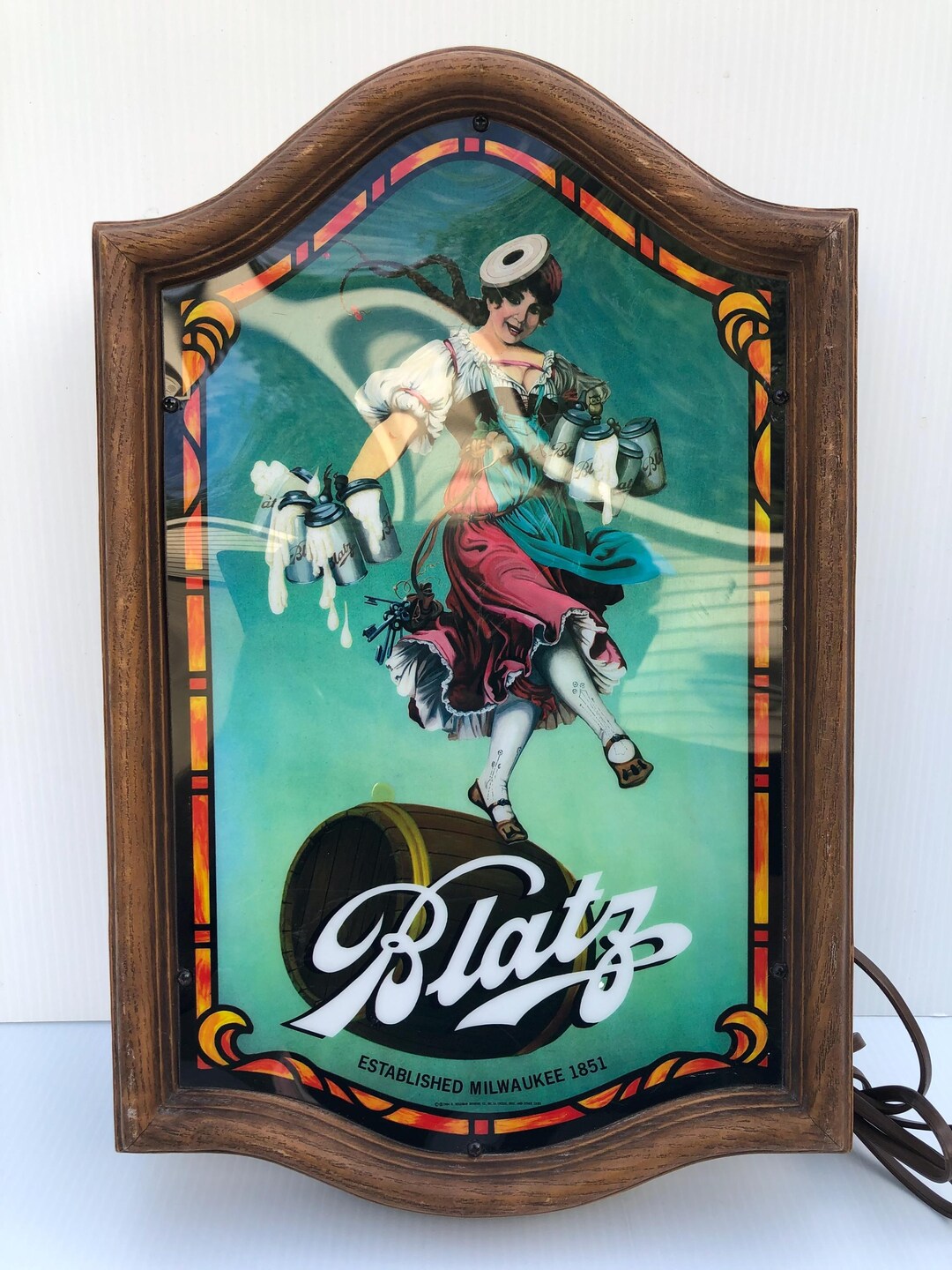 Vintage, 1970's, Blatz Beer Advertising Bar Sign With Dancing Frau Lady ...