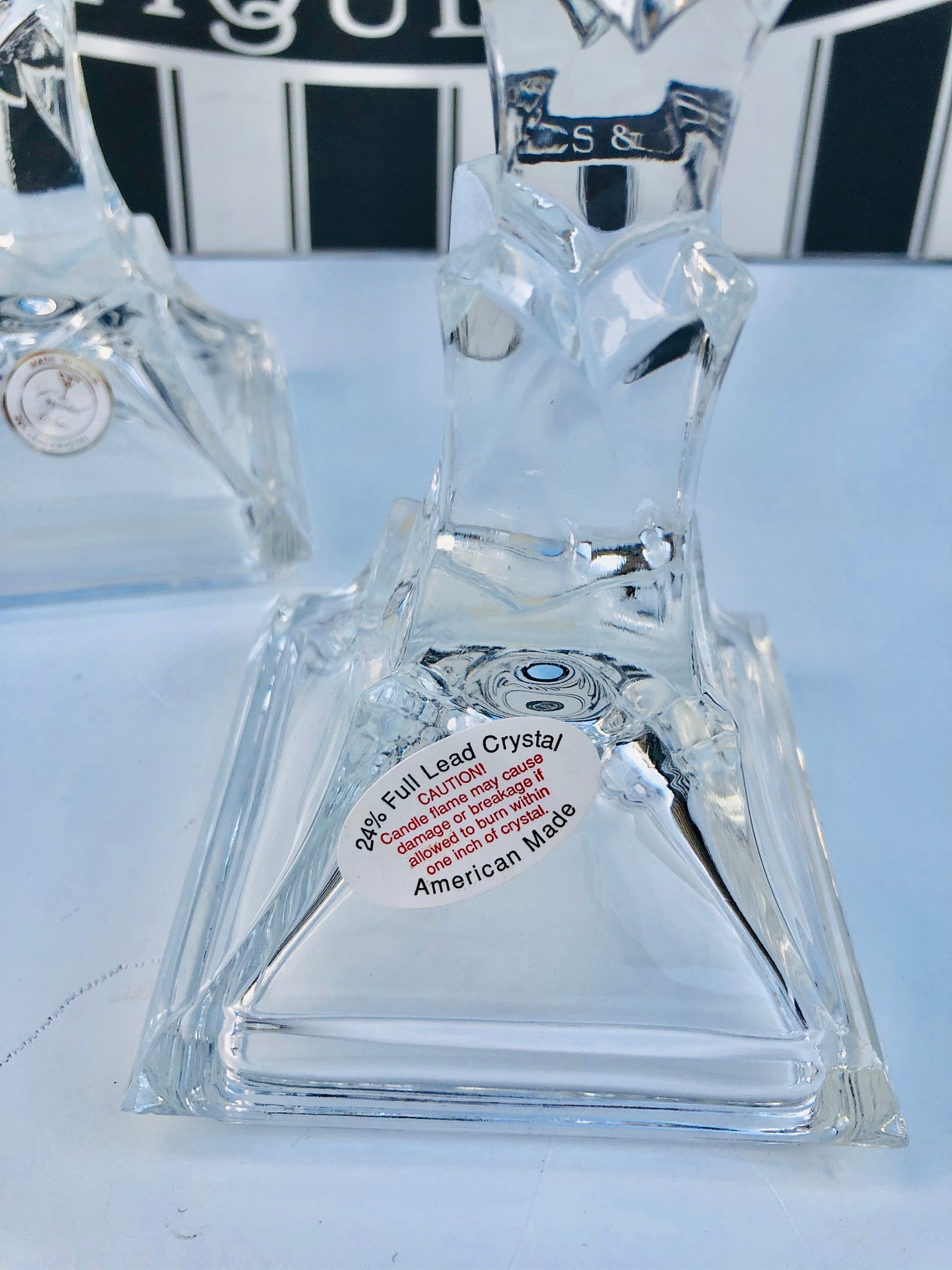 Vintage Heavy Lead Crystal Tall Art Deco Tapered Set of - Etsy