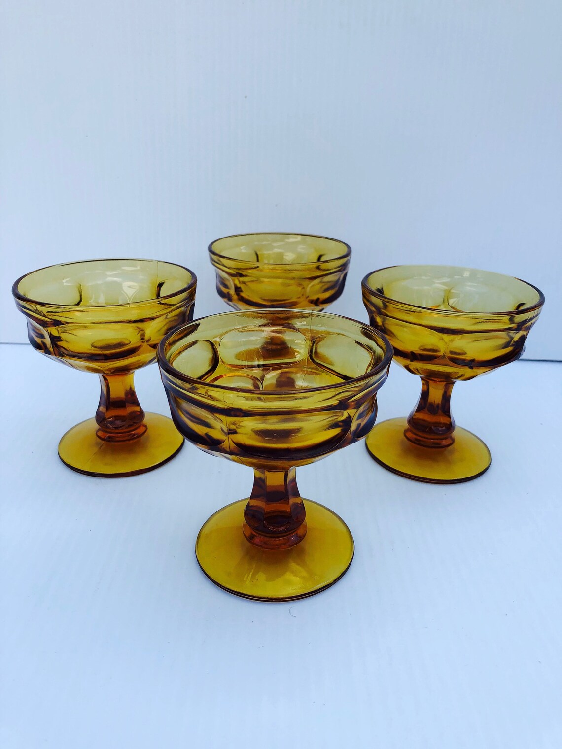 Vintage Curated Amber Glass Set of 6 Includes 4 Libbey - Etsy
