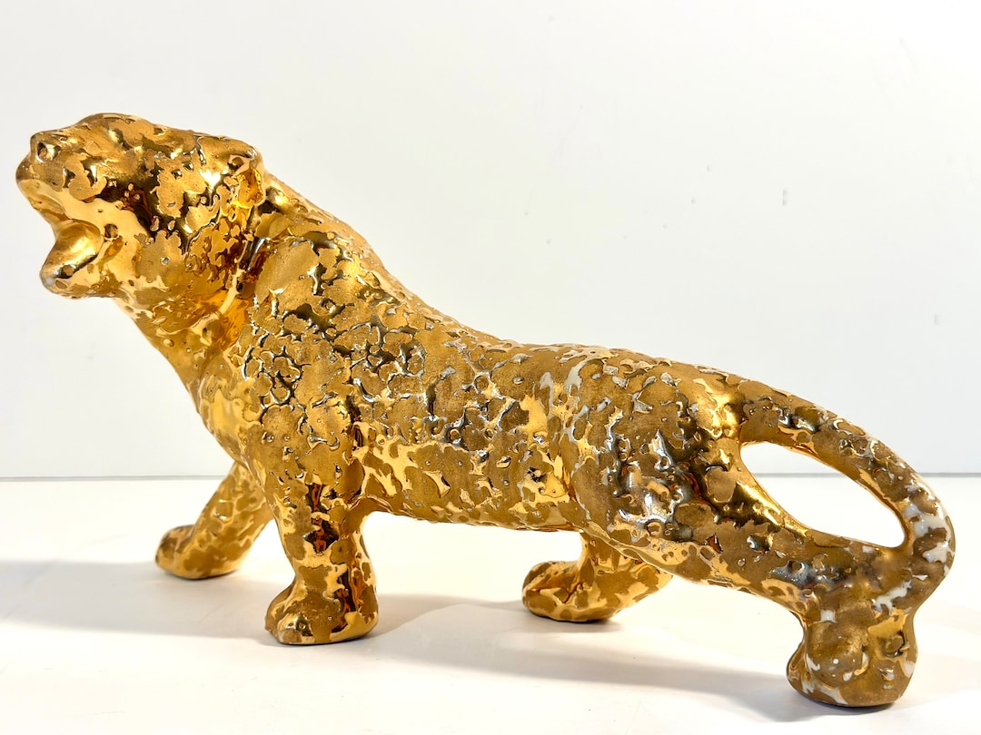 Vintage, Rare, 1950s Weeping Gold Panther Statue, Hollywood Regency ...
