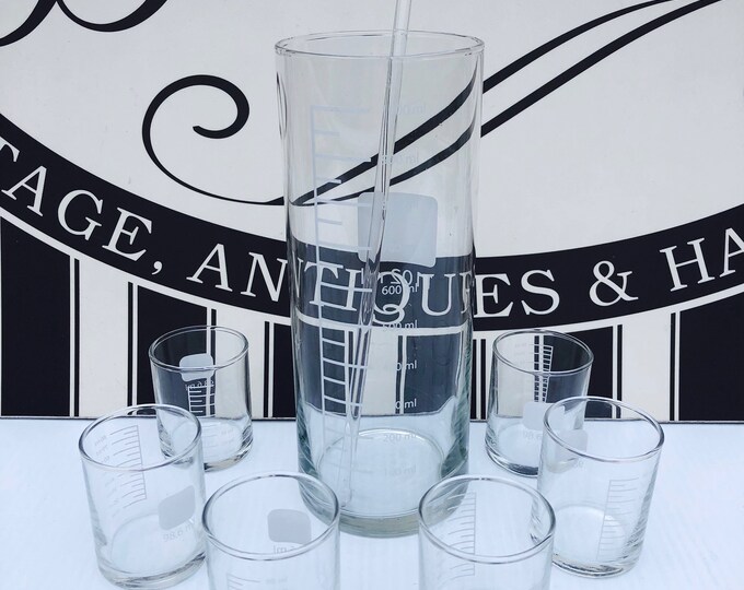 Vintage, Libbey, Modern Bar, Laboratory, Eight Piece Chemistry Bar ...