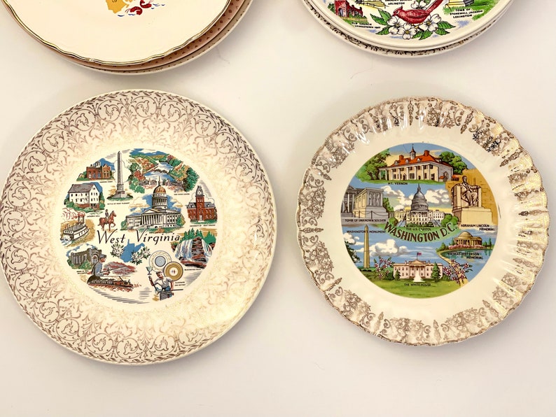 Vintage Souvenir Collectible State Plates S-W D.C. Reno - Etsy
