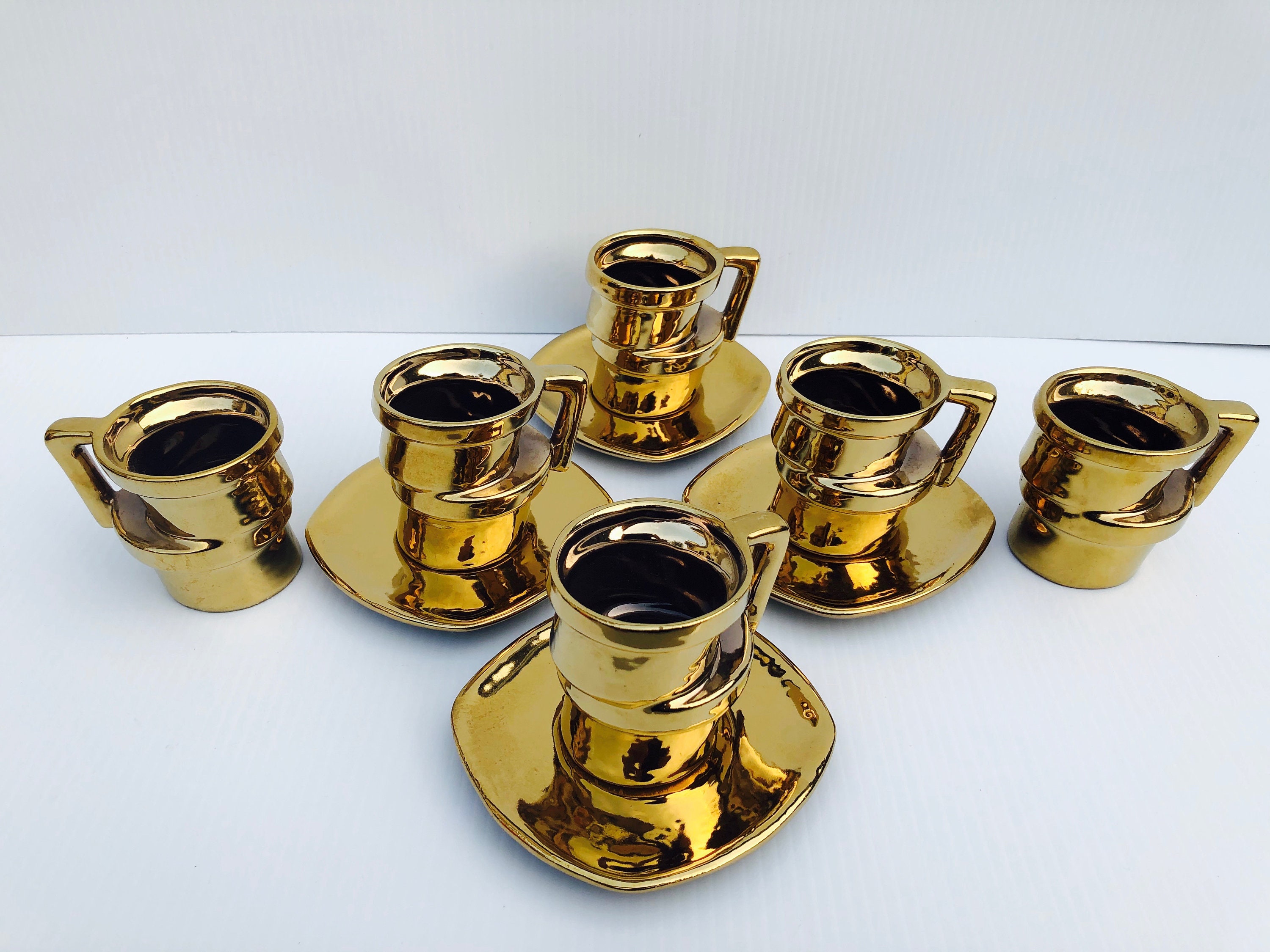 Vintage Double Stacked Crooked Pottery Tea Set in Glossy - Etsy