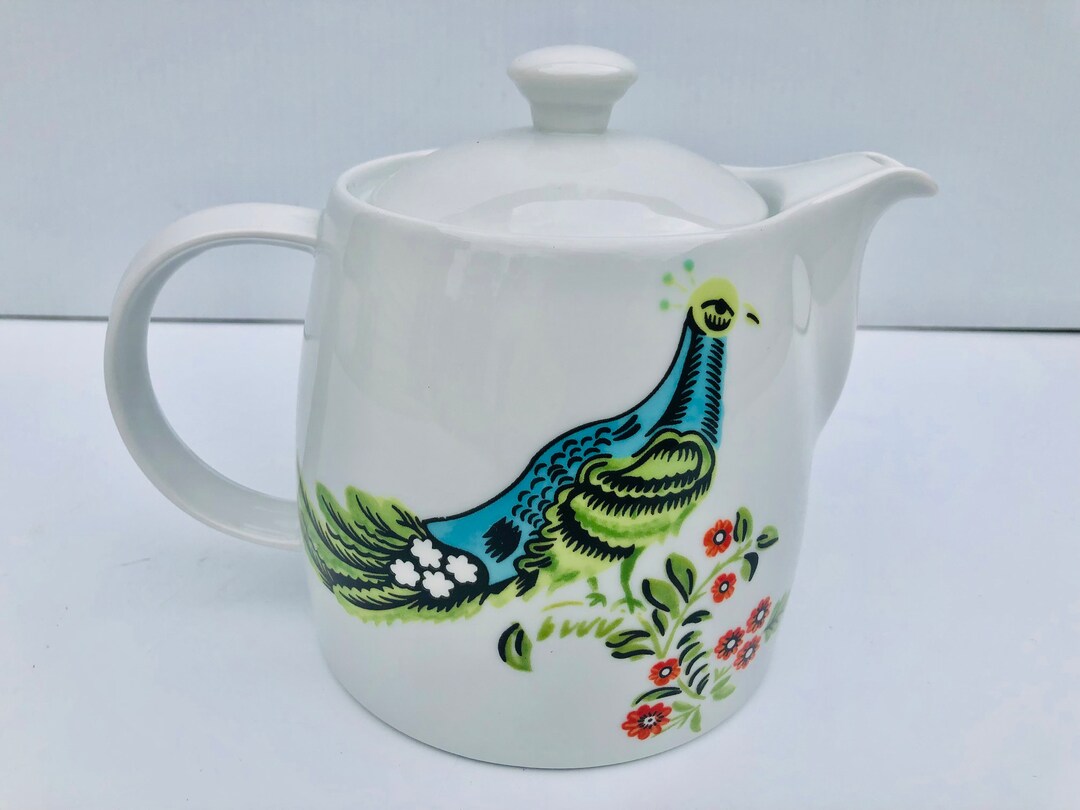 Vintage Botanica Amy Butler for Mikasa, Peacock Teapot, Rare Gorgeous ...