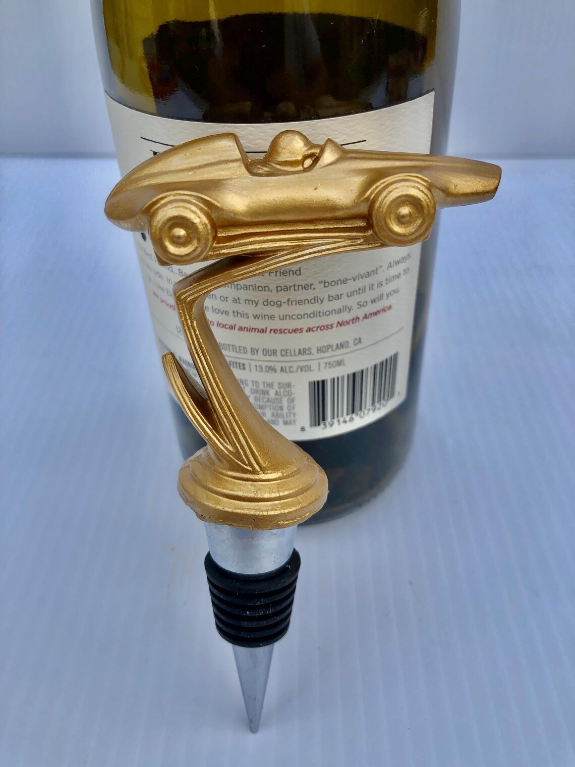 Vintage Race Car Trophy Wine/liquor Topper, Up-cycled, Brass Finish ...