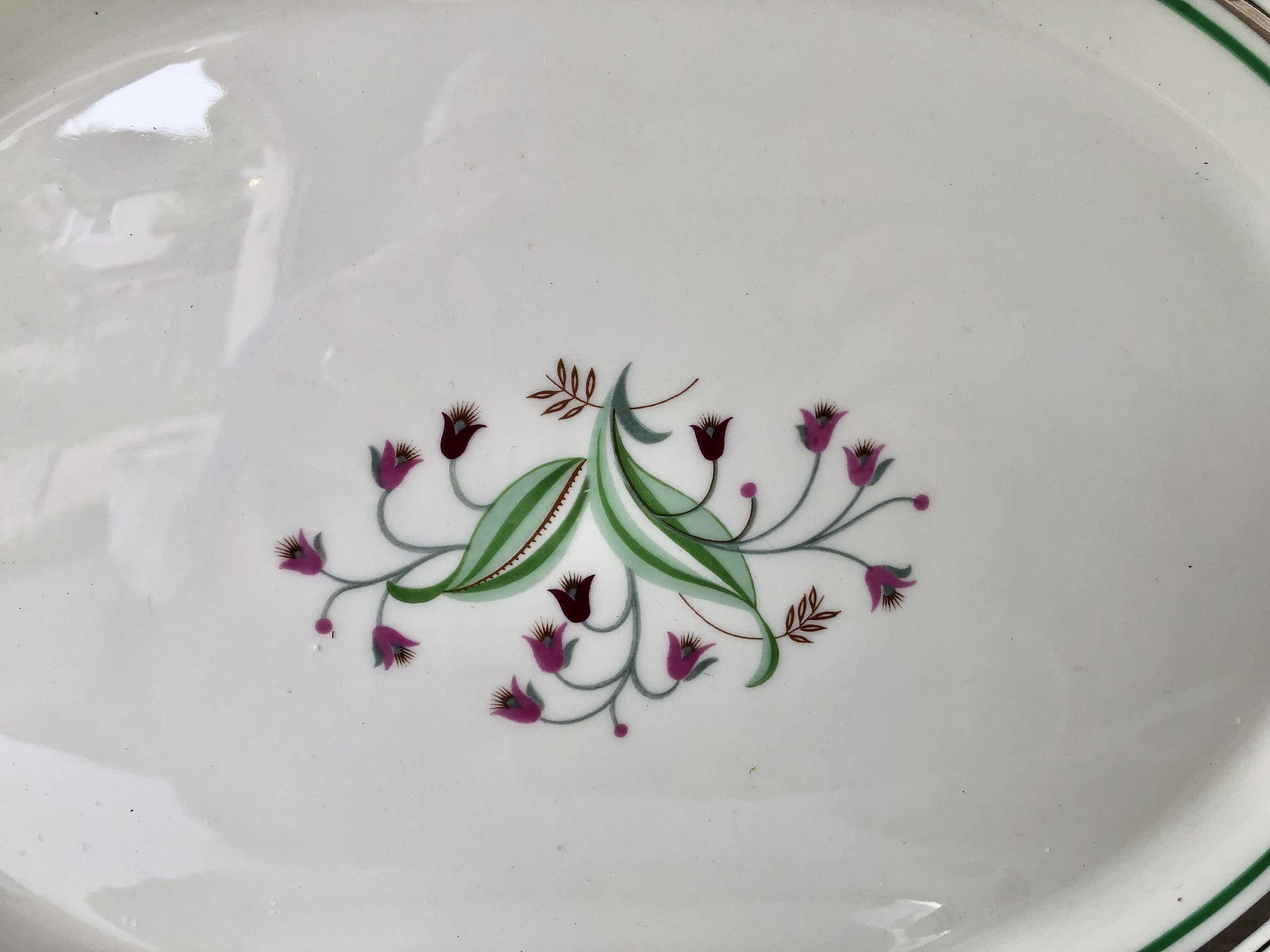 Vintage Pink & Green Floral China Platters, Set of 2 Old Ivory Corabel ...