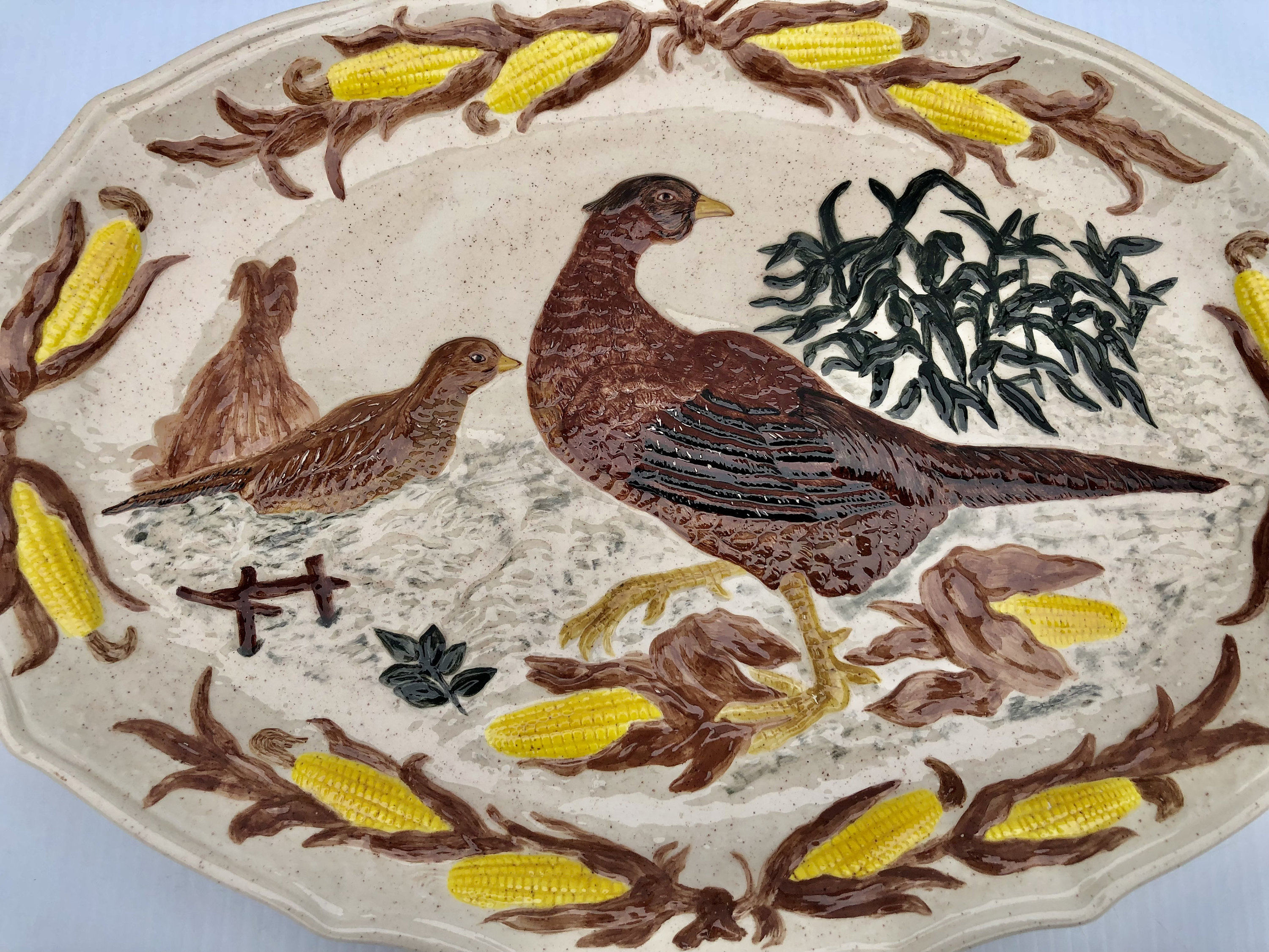 Vintage Ceramic Bird Platter, Embossed Fall Scene Serving Tray - Etsy