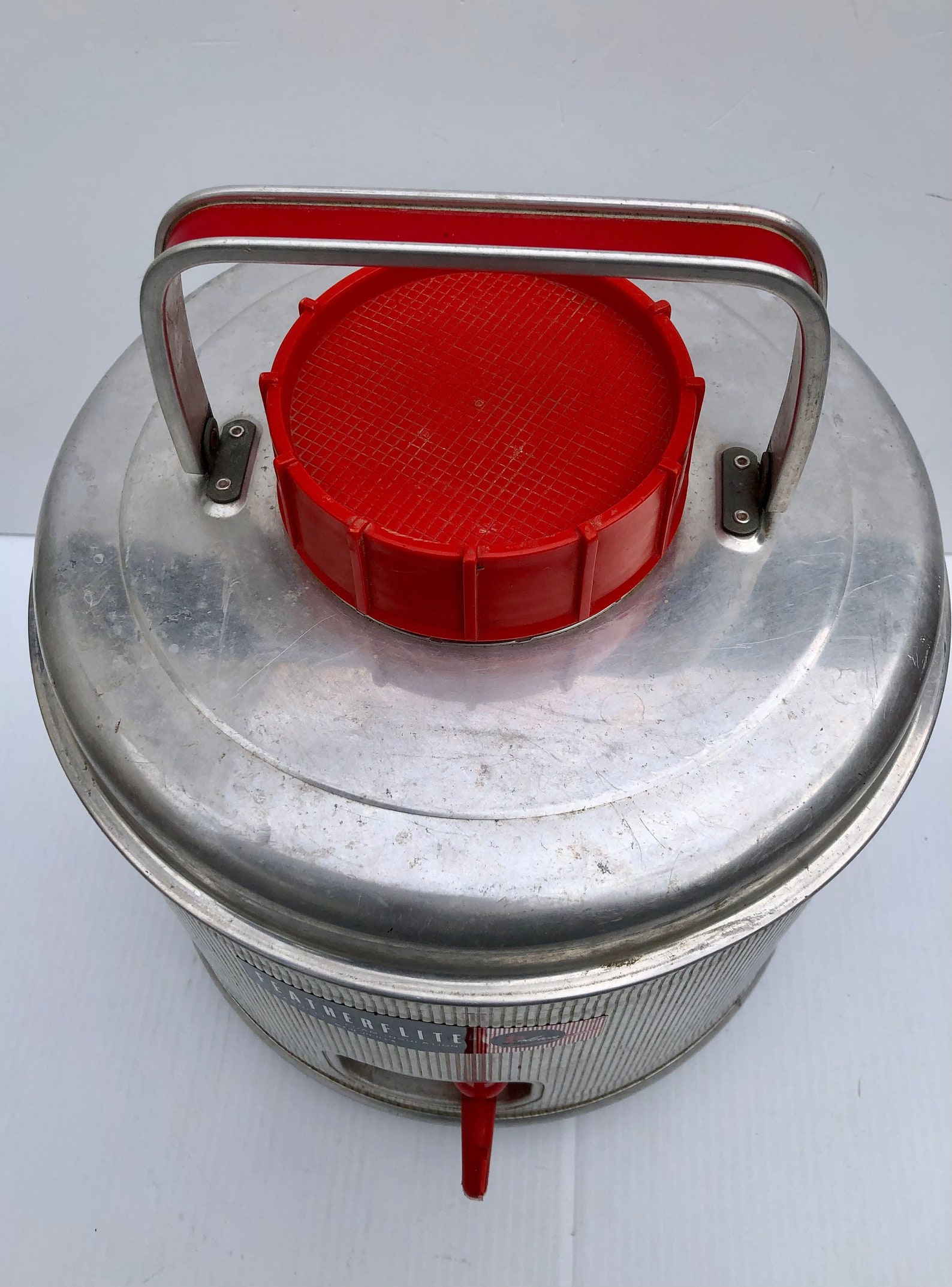 Vintage, Featherflite Serving Thermos With Red Swing Handle, Twist Cap ...