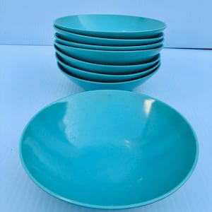 Vintage Turquoise Floral Melmac 38 Piece Dish Set, Eight 4 Piece Place ...