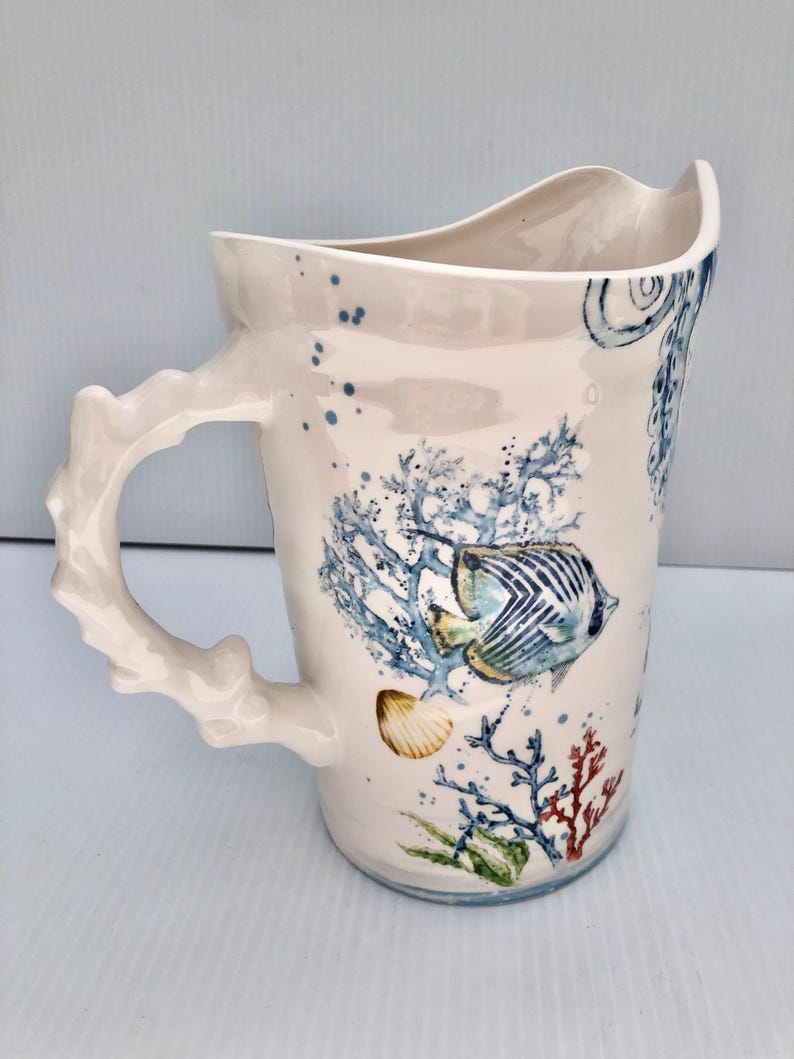 Vintage Pier 1 Ironstone Sea Life Pitcher, Rare Collectible Serving ...